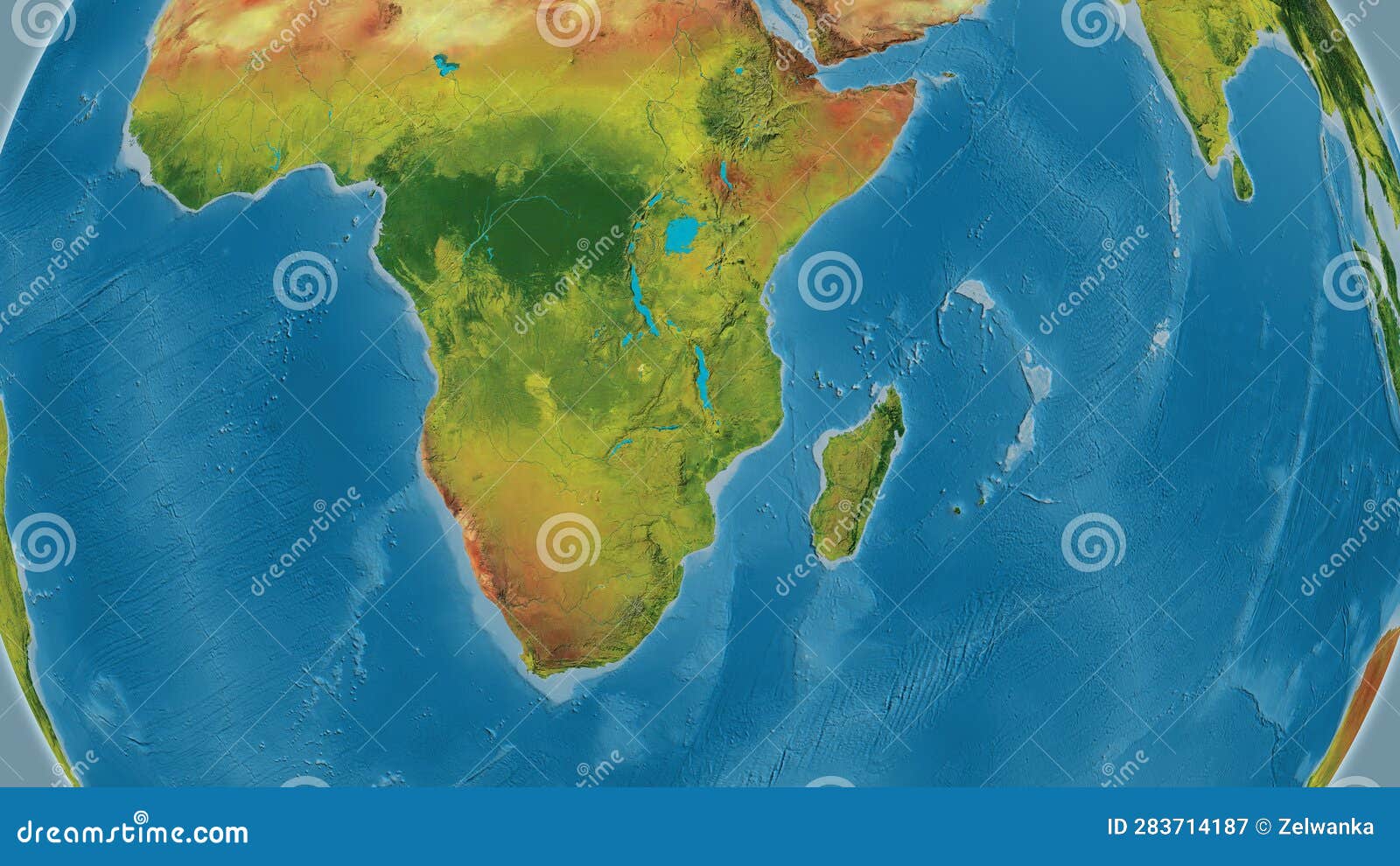 Globe Centered on Malawi. Topographic Map Stock Illustration ...