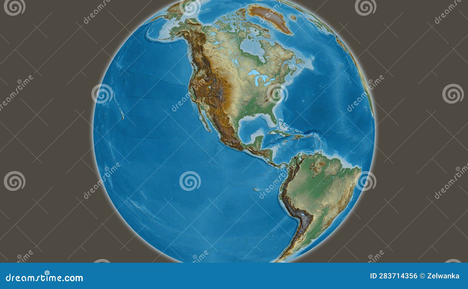 Globe Centered on Mexico. Relief Map Stock Illustration - Illustration ...