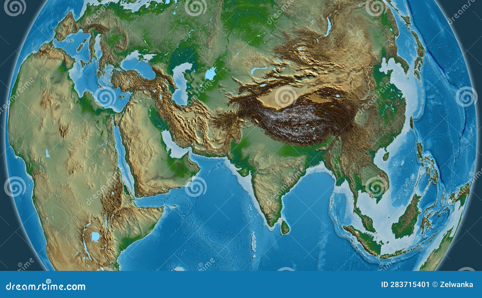 Globe Centered on Pakistan. Physical Map Stock Illustration ...