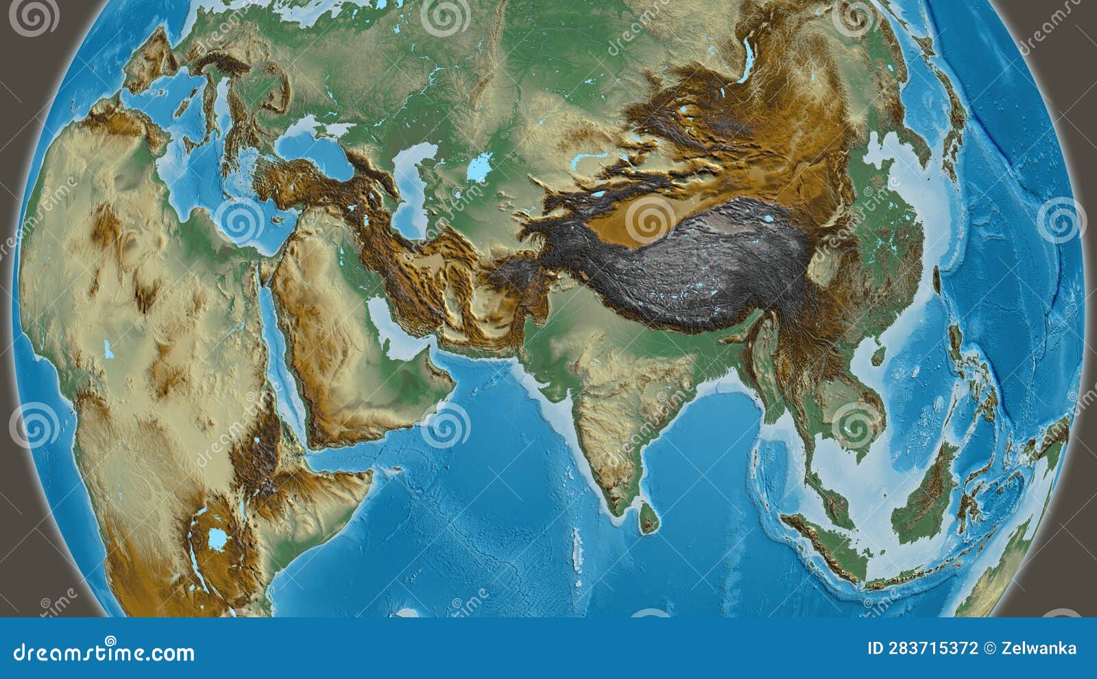 Globe Centered on Pakistan. Relief Map Stock Illustration ...