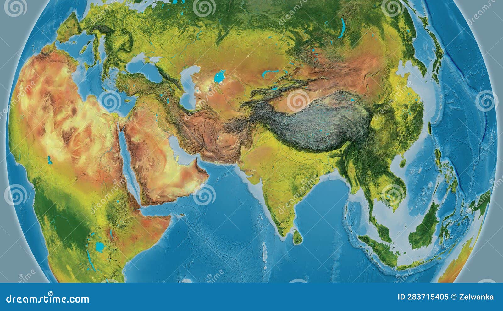 Globe Centered on Pakistan. Topographic Map Stock Illustration ...