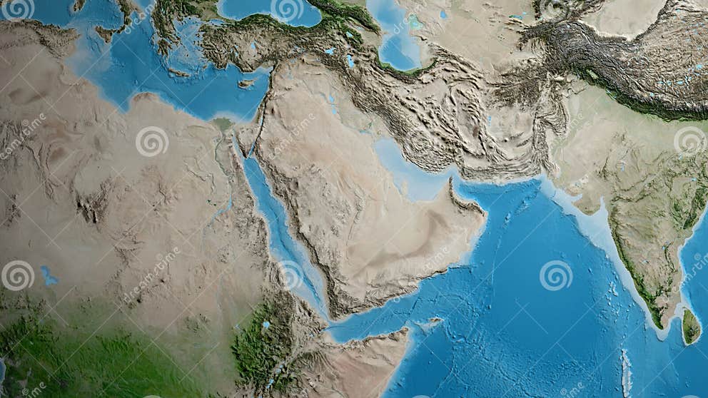 Globe Centered on Saudi Arabia. Satellite Map Stock Illustration ...