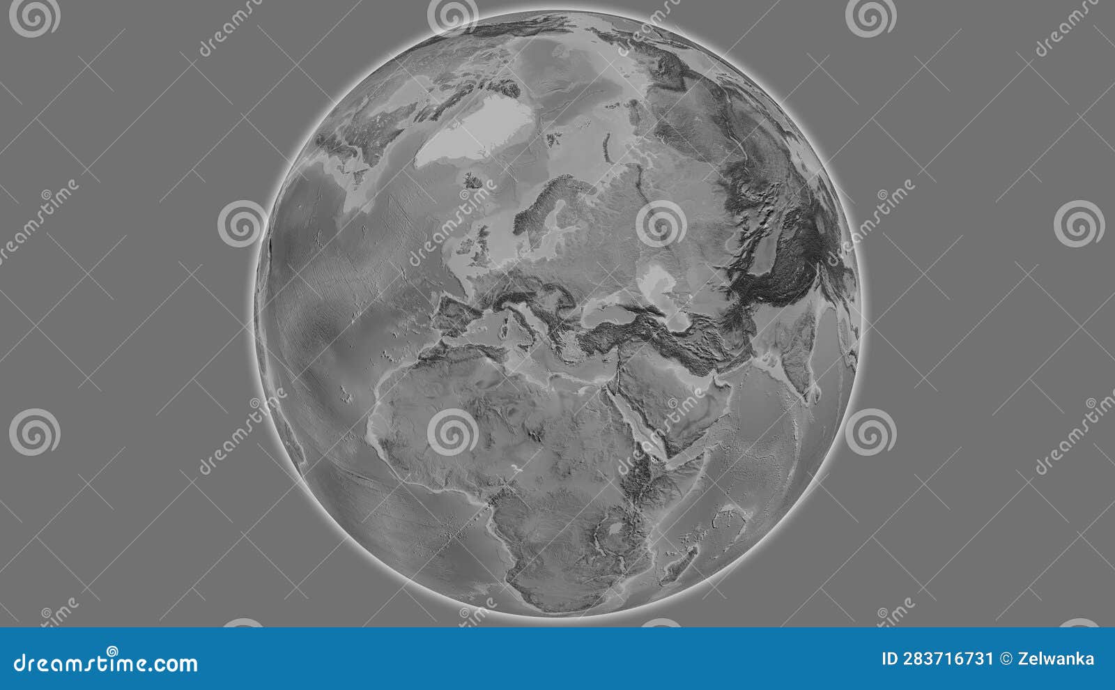 Globe Centered on Serbia. Grayscale Map Stock Illustration ...