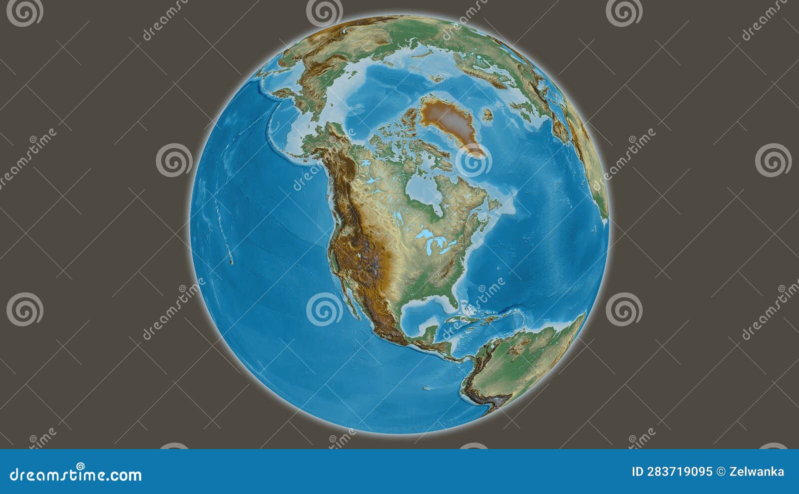 Globe Centered on United States of America. Relief Map Stock ...