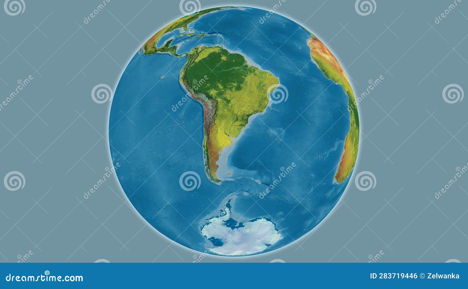Globe Centered on Uruguay. Topographic Map Stock Illustration ...