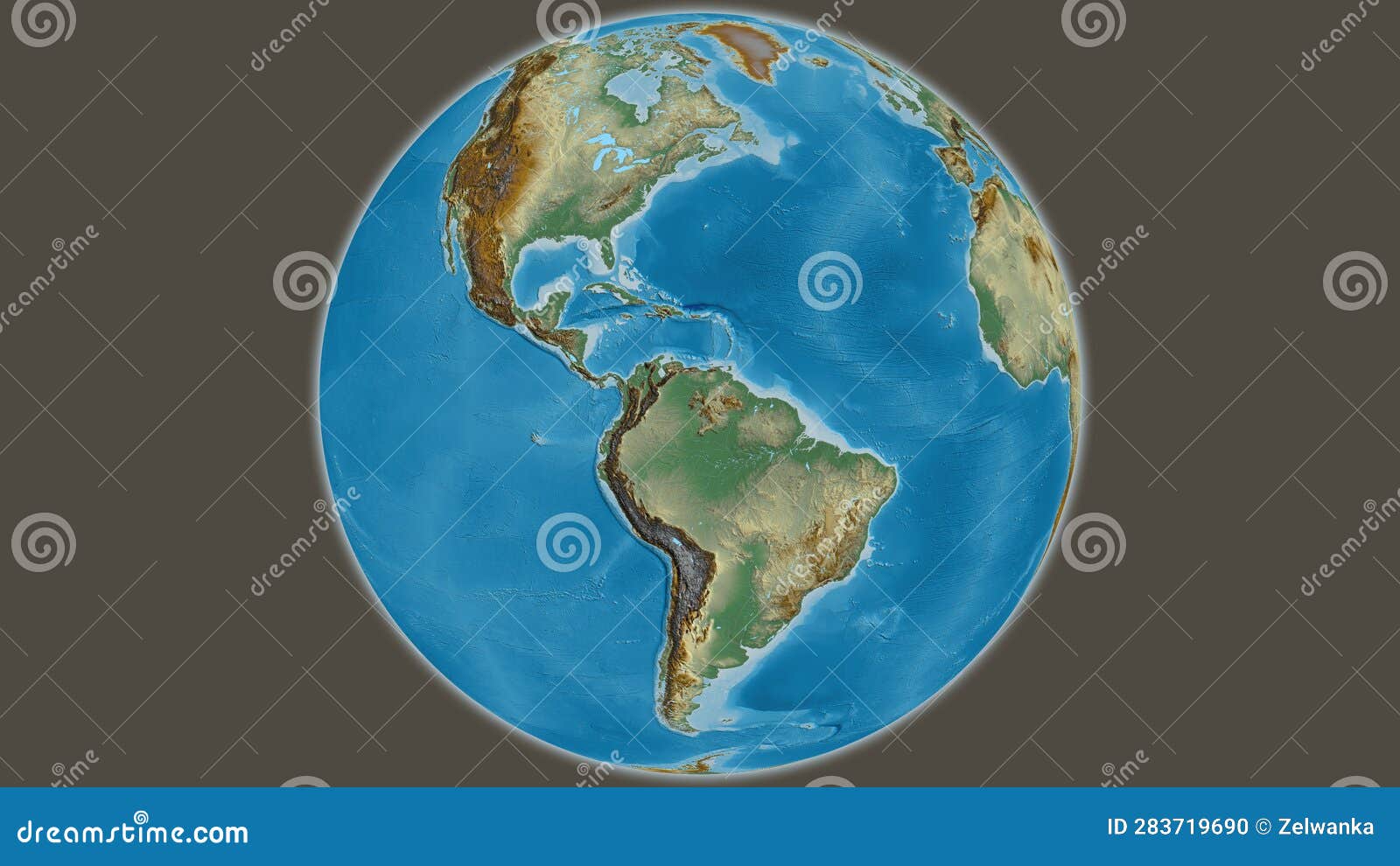 Globe Centered on Venezuela. Relief Map Stock Illustration - Illustration of edges, ocean: 283719690