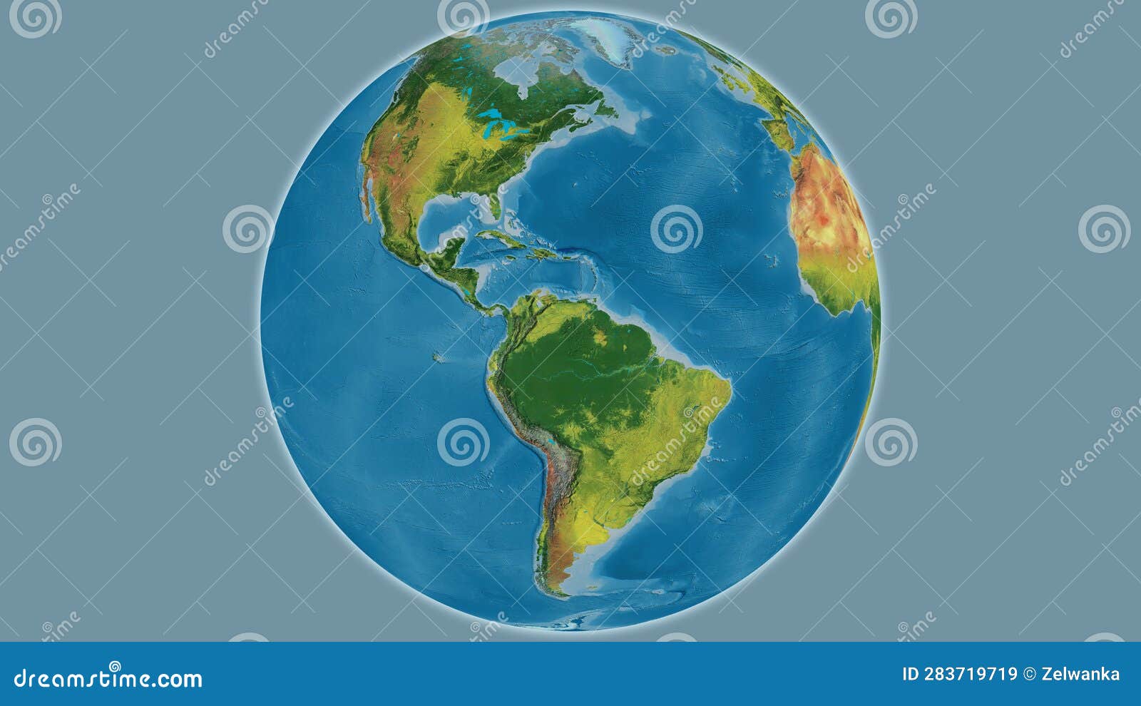 Globe Centered on Venezuela. Topographic Map Stock Illustration ...