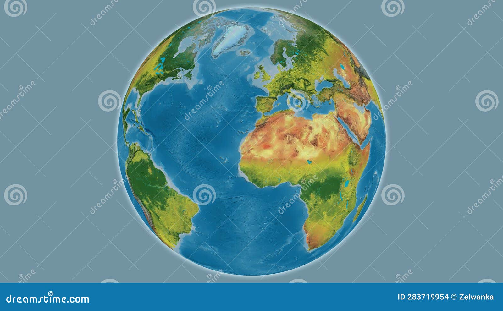 Globe Centered on Western Sahara. Topographic Map Stock Illustration ...