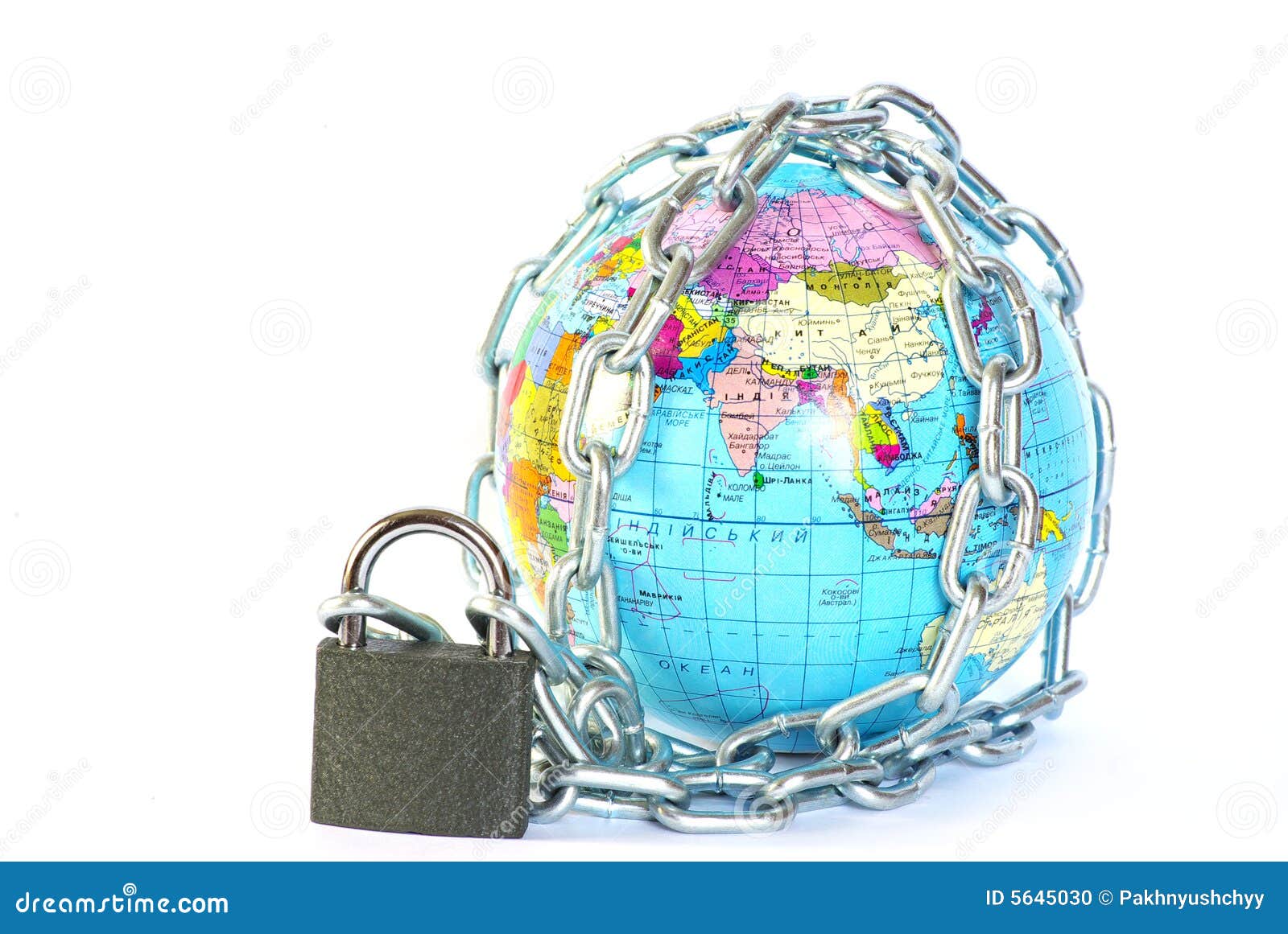 Globe in chain stock photo. Image of global, concept, protection - 5645030