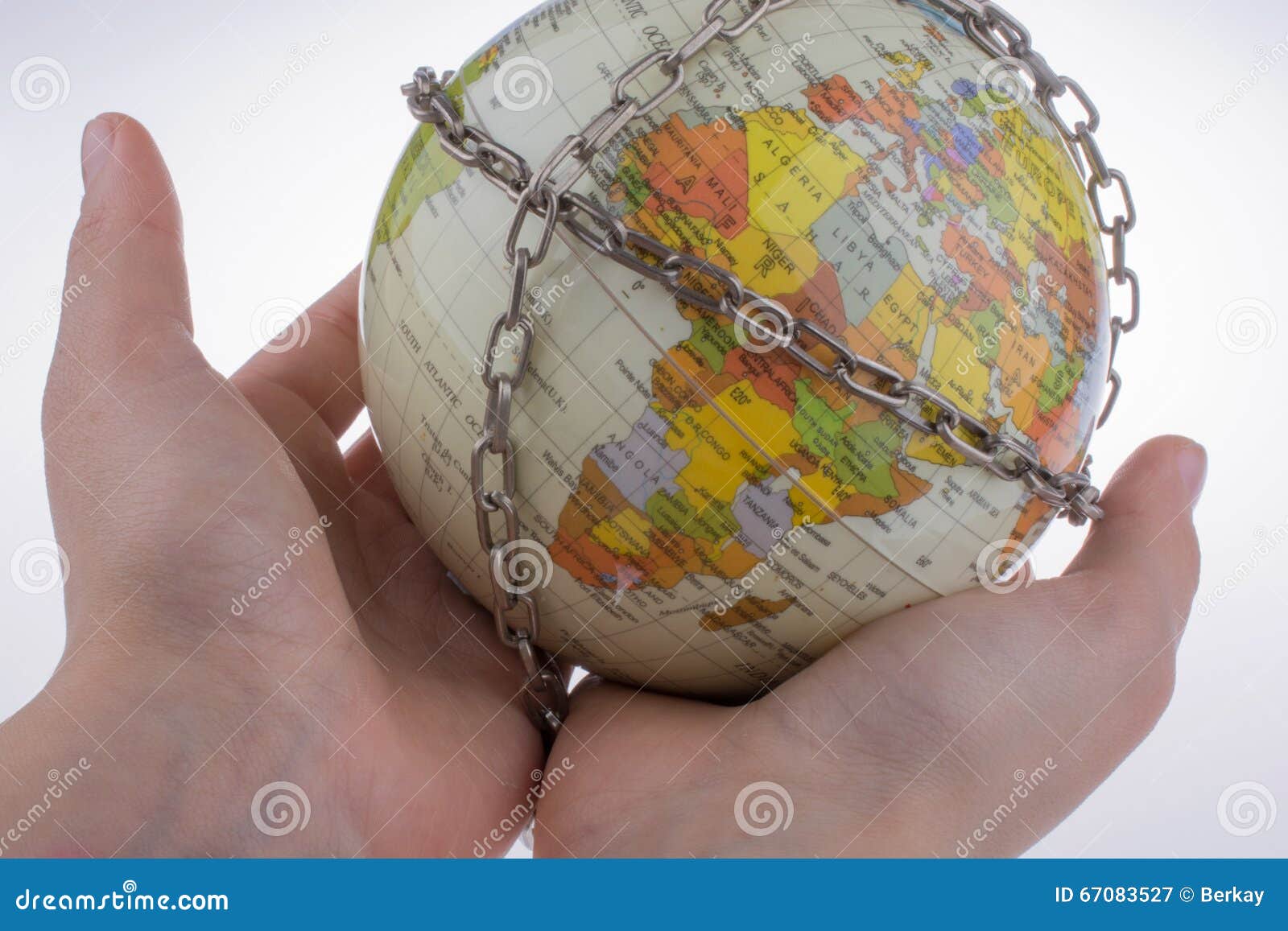 Globe in chains stock image. Image of tied, security - 67083527
