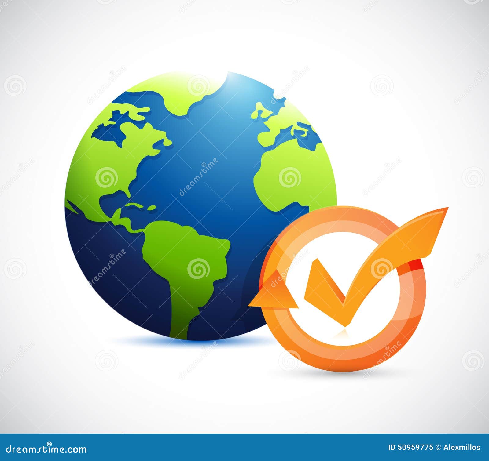Globe and Check Mark Cycle Illustration Stock Illustration ...