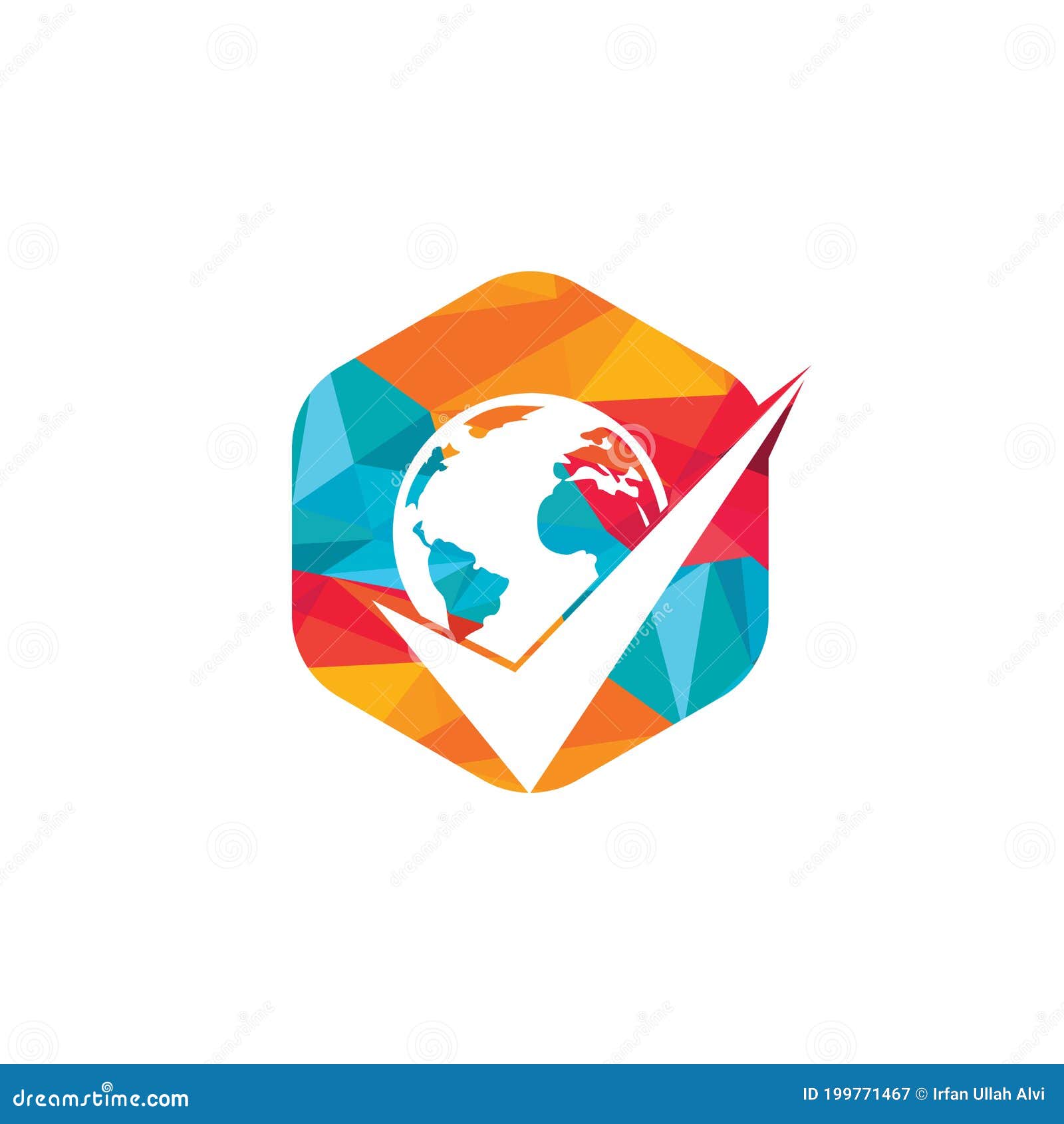 Globe Check Vector Logo Design. Stock Vector - Illustration of design ...