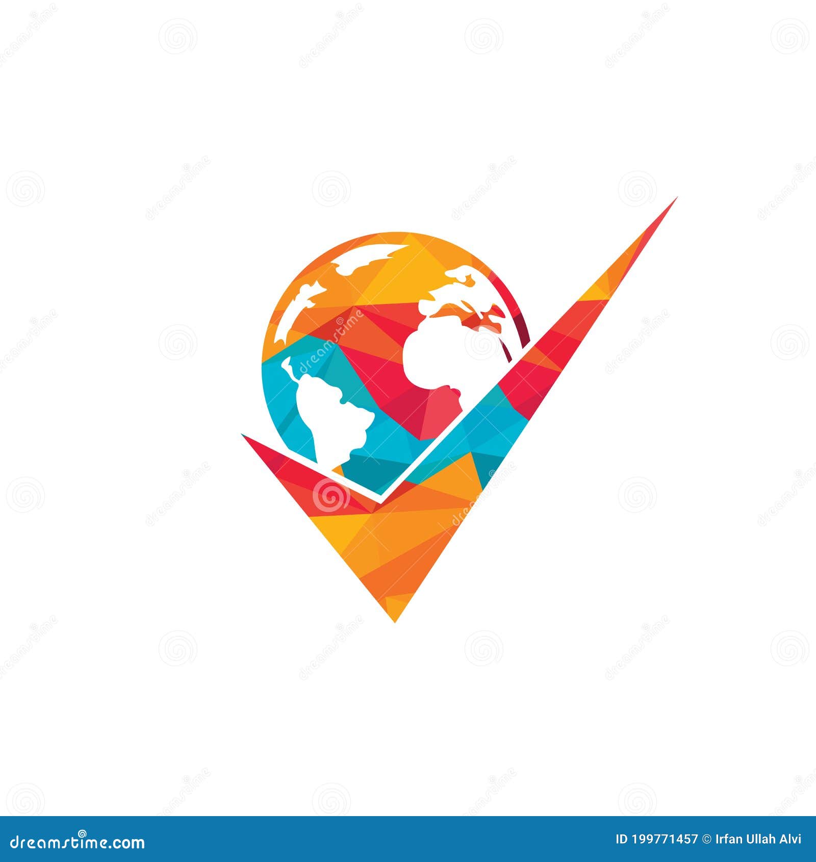 Globe Check Vector Logo Design. Stock Vector - Illustration of global ...
