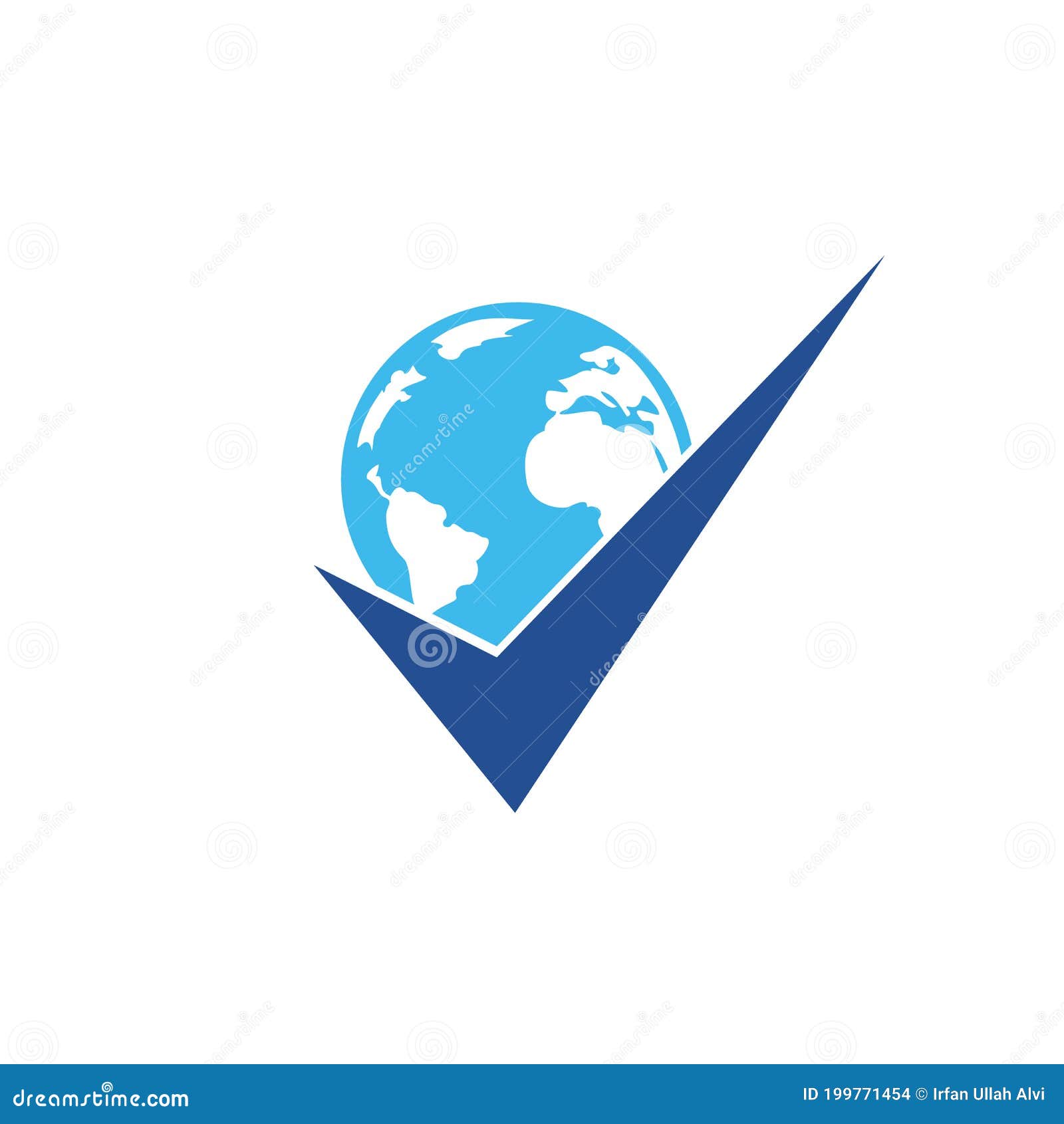Globe Check Vector Logo Design. Stock Vector - Illustration of icon ...