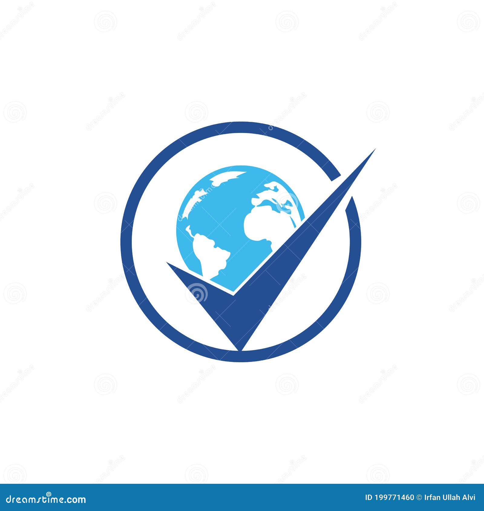 Globe Check Vector Logo Design. Stock Vector - Illustration of logo ...