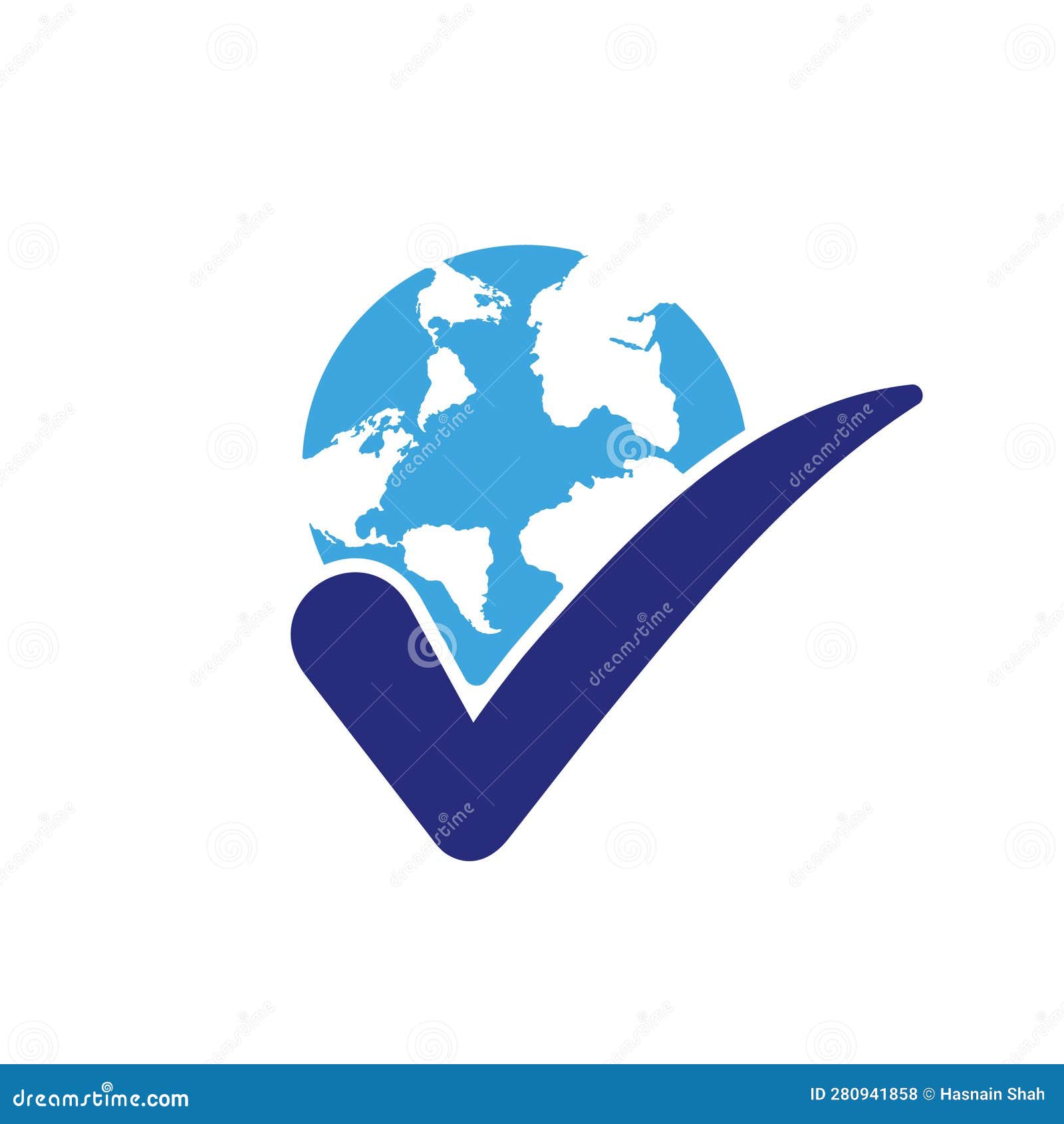 Globe Check Vector Logo Design. Stock Vector - Illustration of abstract ...