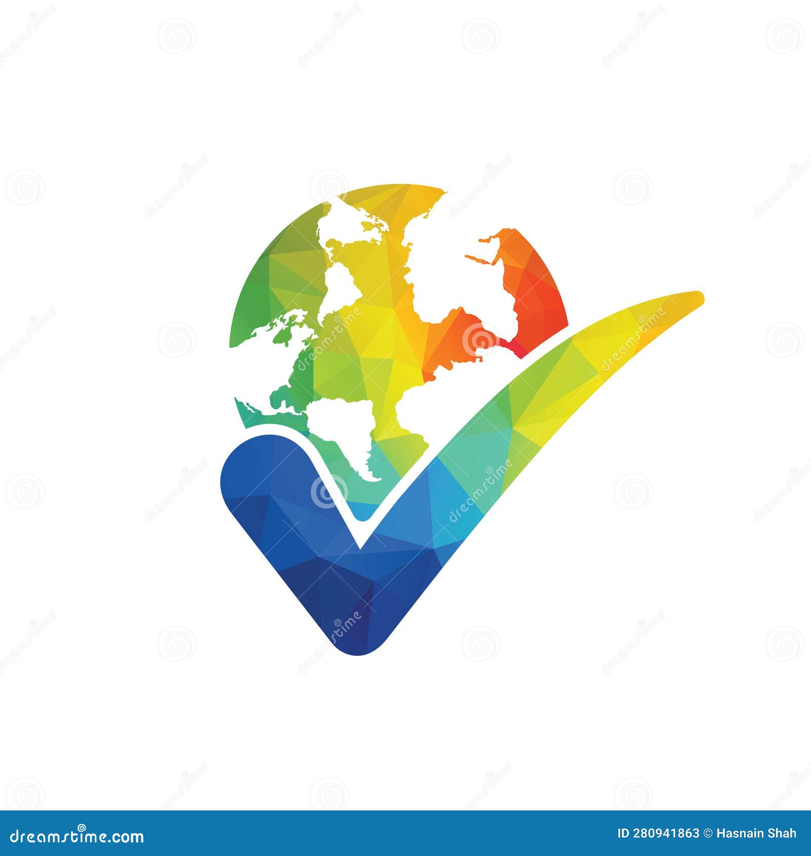 Globe Check Vector Logo Design. Stock Vector - Illustration of global ...