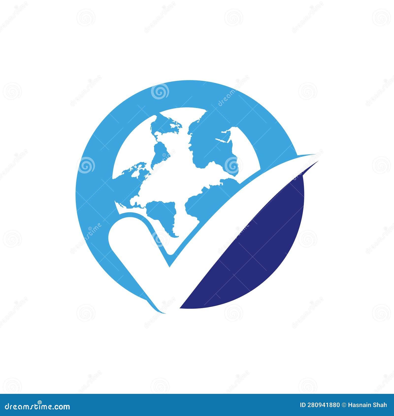 Globe Check Vector Logo Design. Stock Vector - Illustration of digital ...