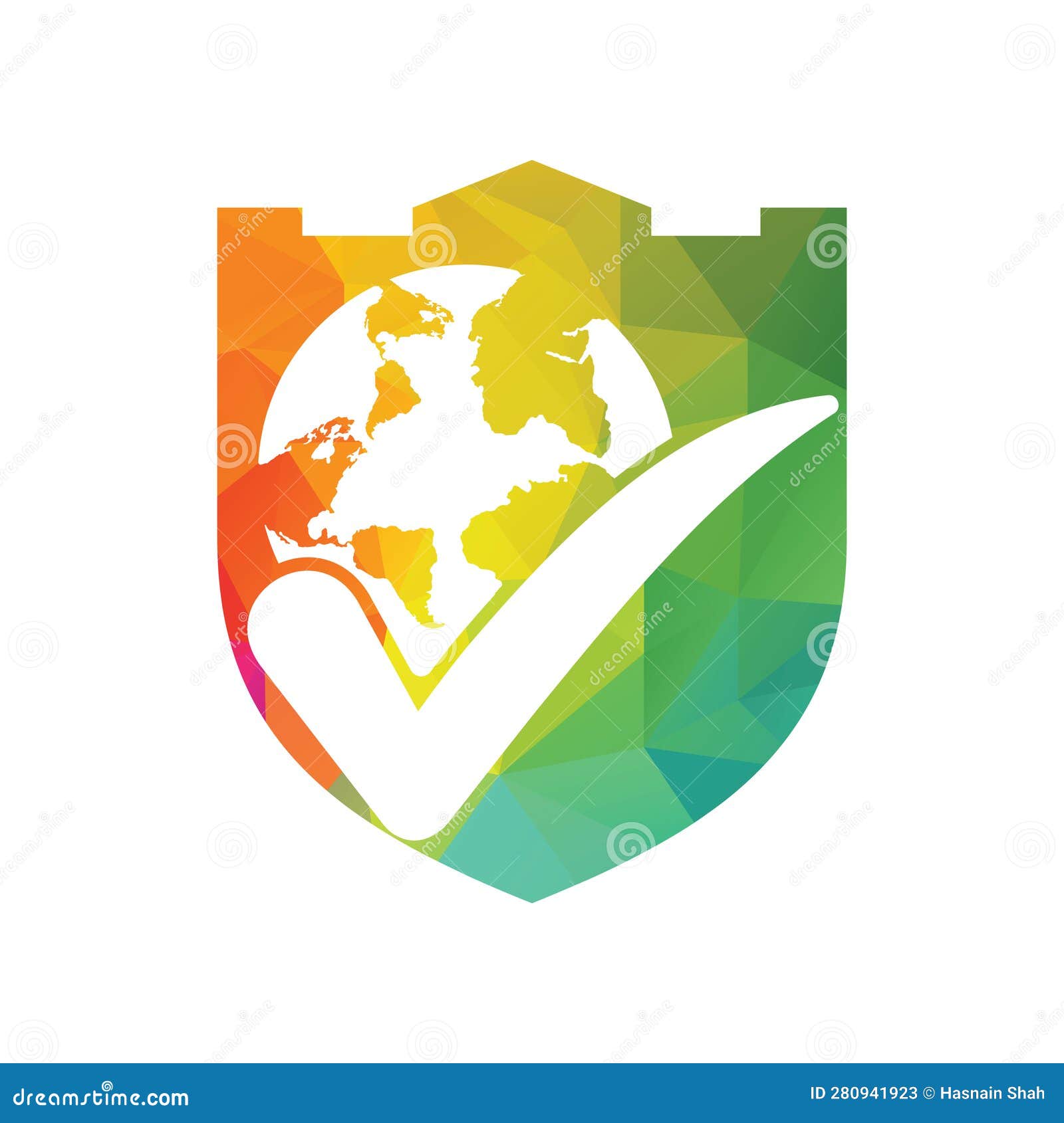 Globe Check Vector Logo Design. Stock Vector - Illustration of ...