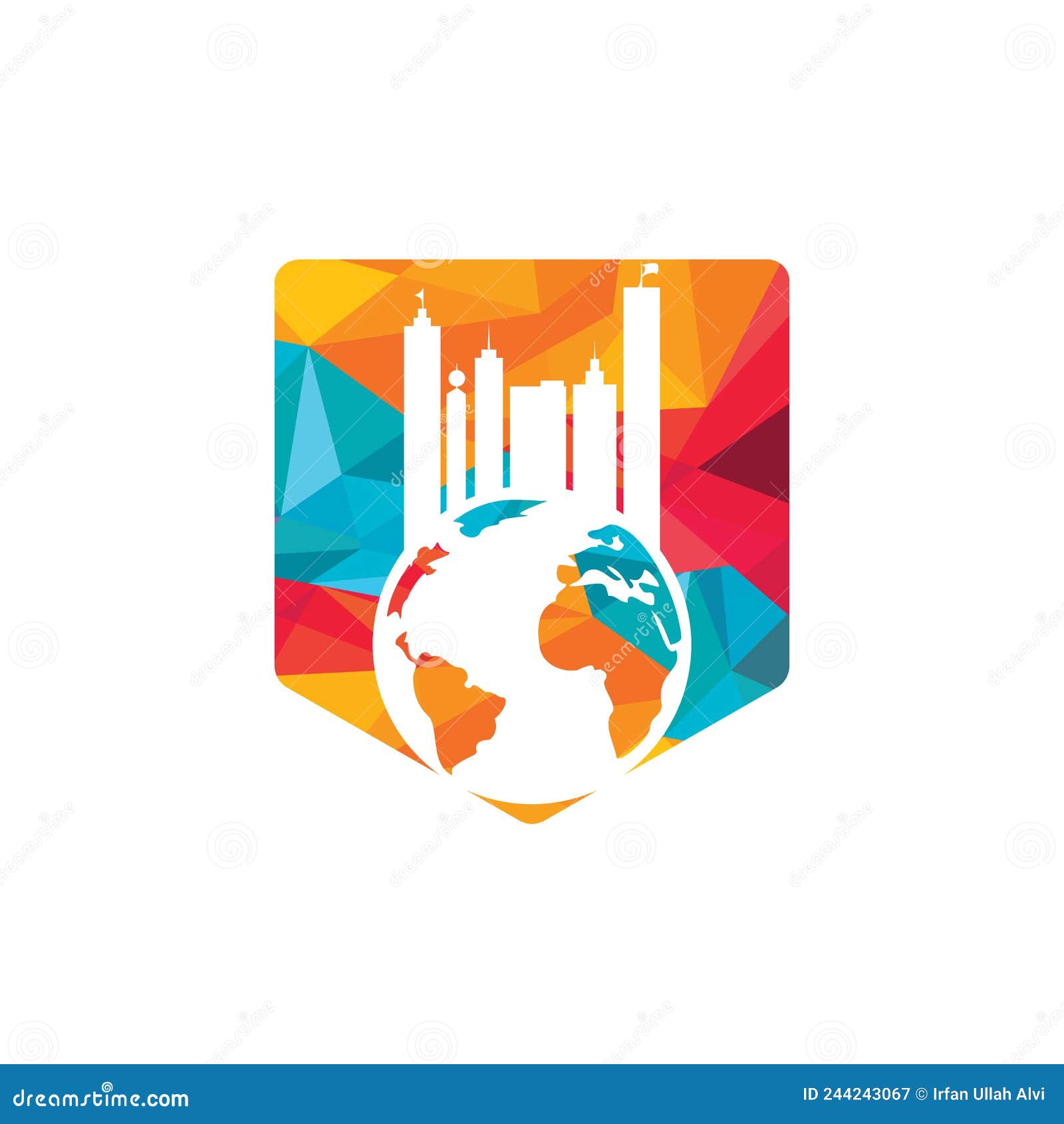 Globe City Vector Logo Design Concept. Globe and Building Logo Design ...