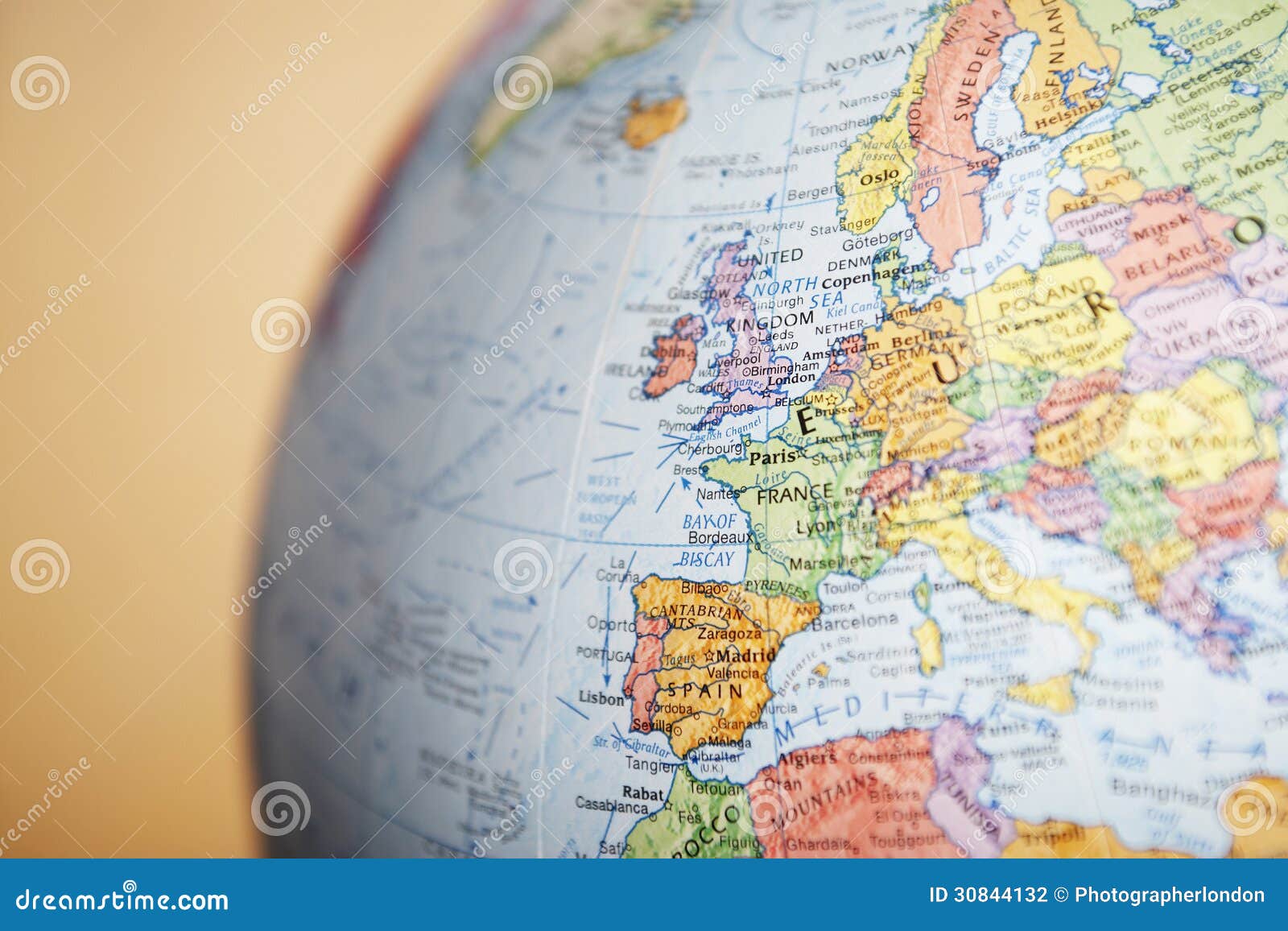 Globe close-up on Europe stock photo. Image of focus - 30844132