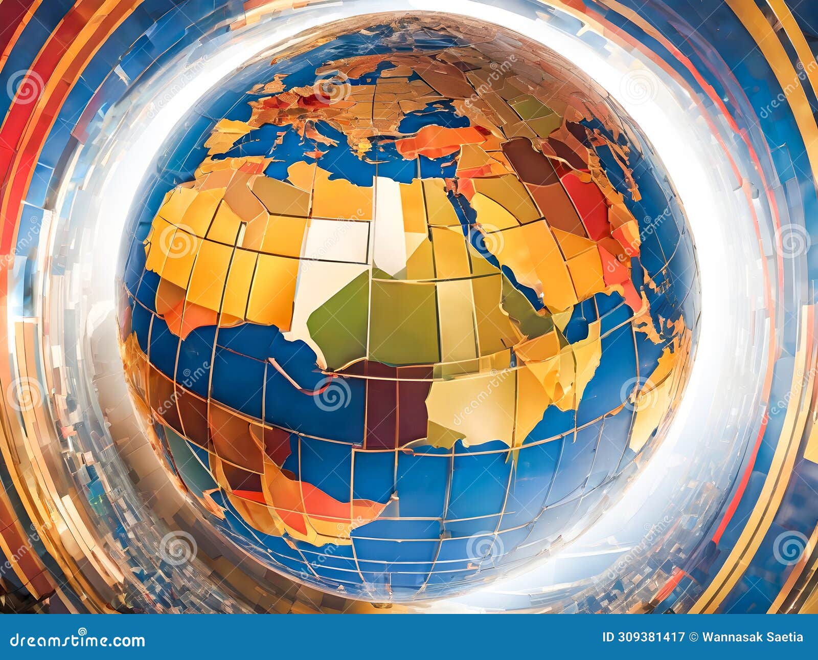 Globe with colorful map stock illustration. Illustration of aerial ...