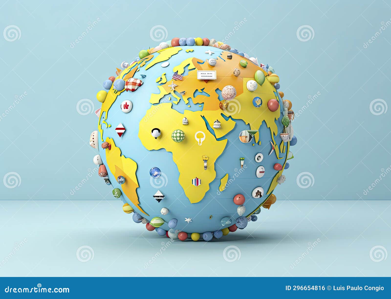 A Globe with Colorful Pins Marking Various Locations Stock Photo ...