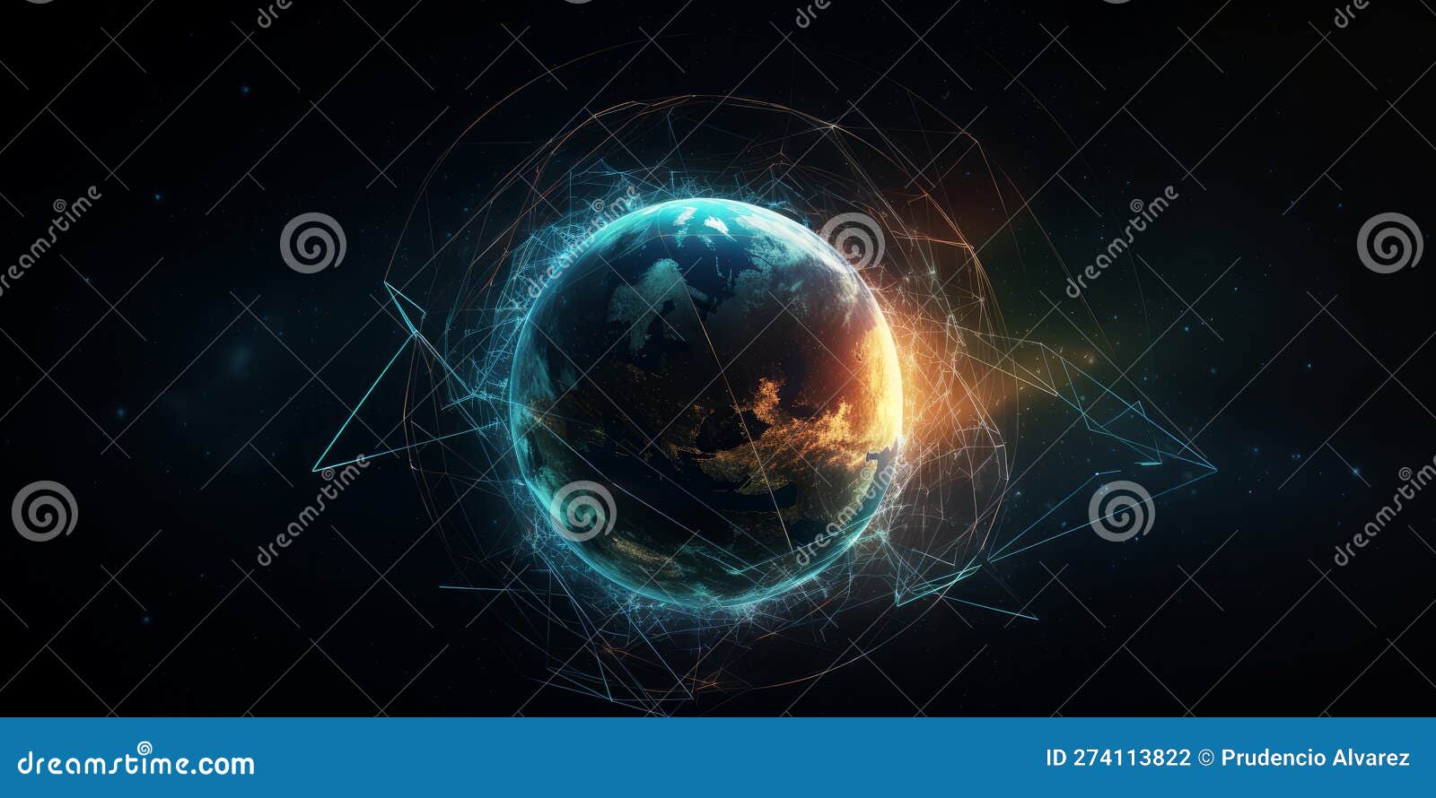 Globe with Communications Satellite Connections Stock Illustration ...