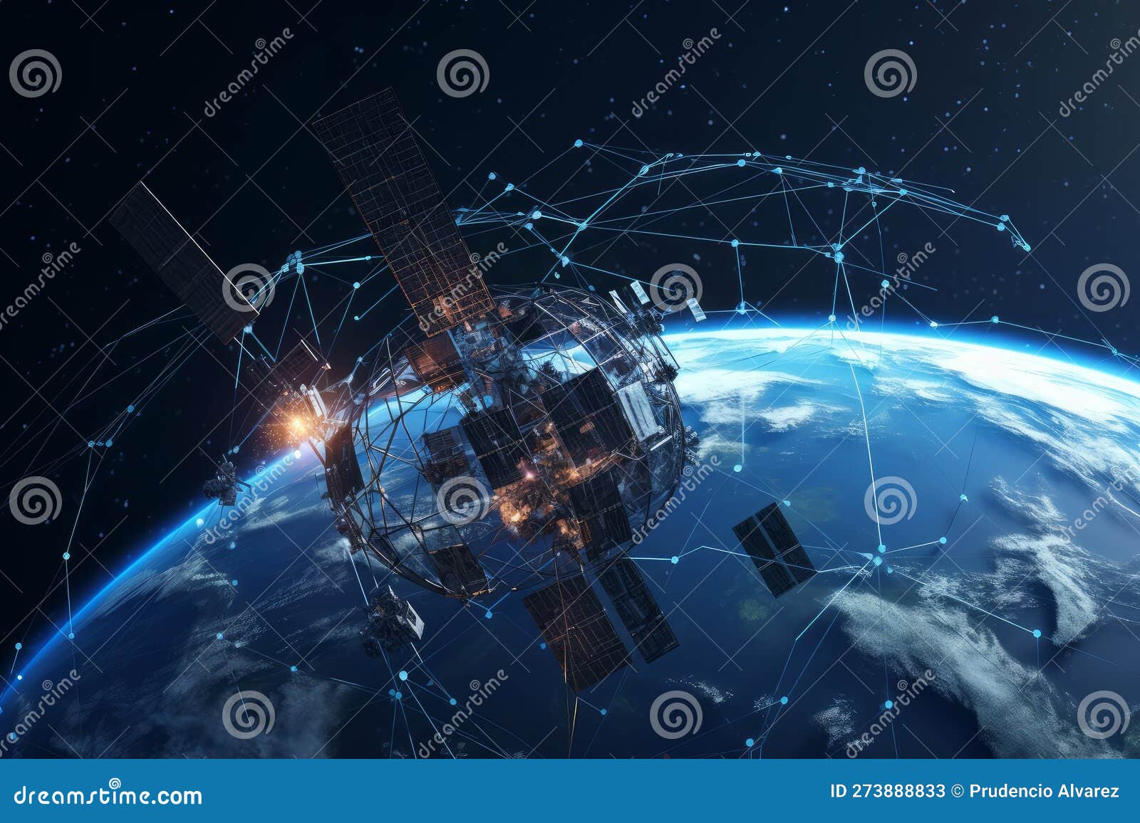 Globe with Communications Satellite Connections Stock Illustration ...