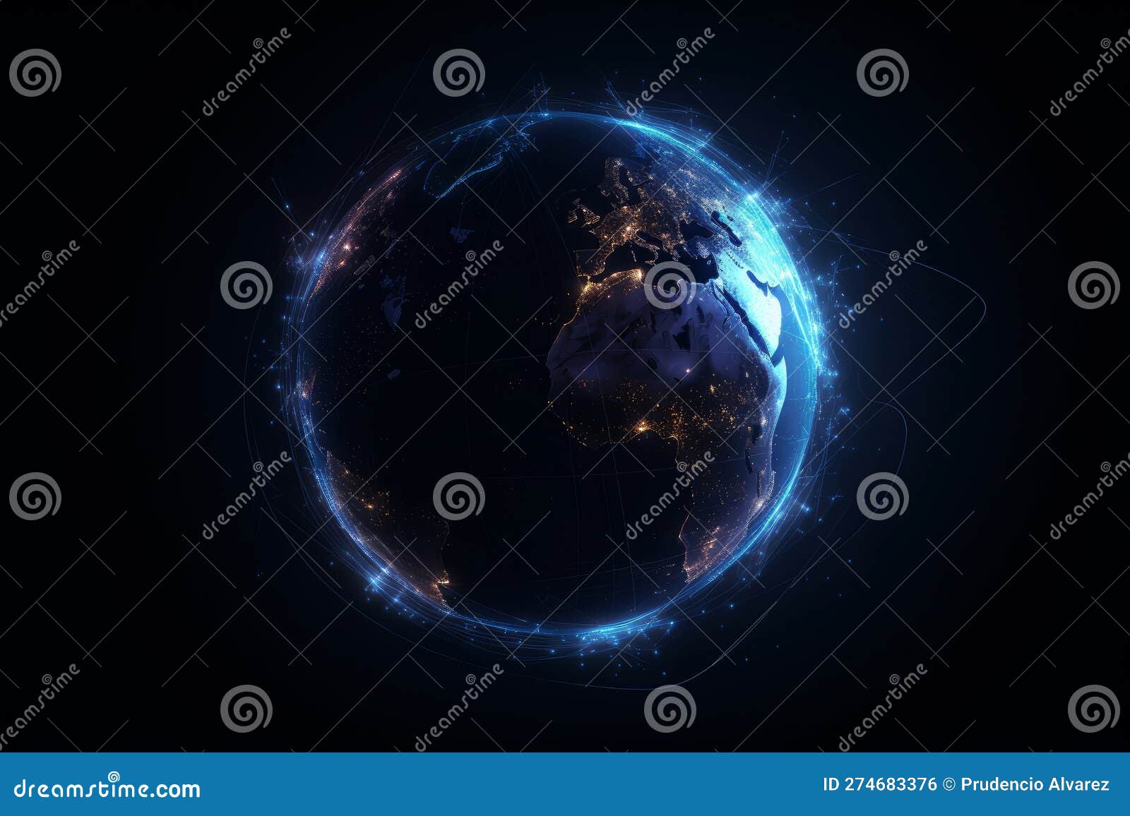 Globe with Communications Satellite Connections Stock Illustration ...