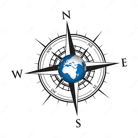 Globe on a compass stock vector. Illustration of north - 124647458