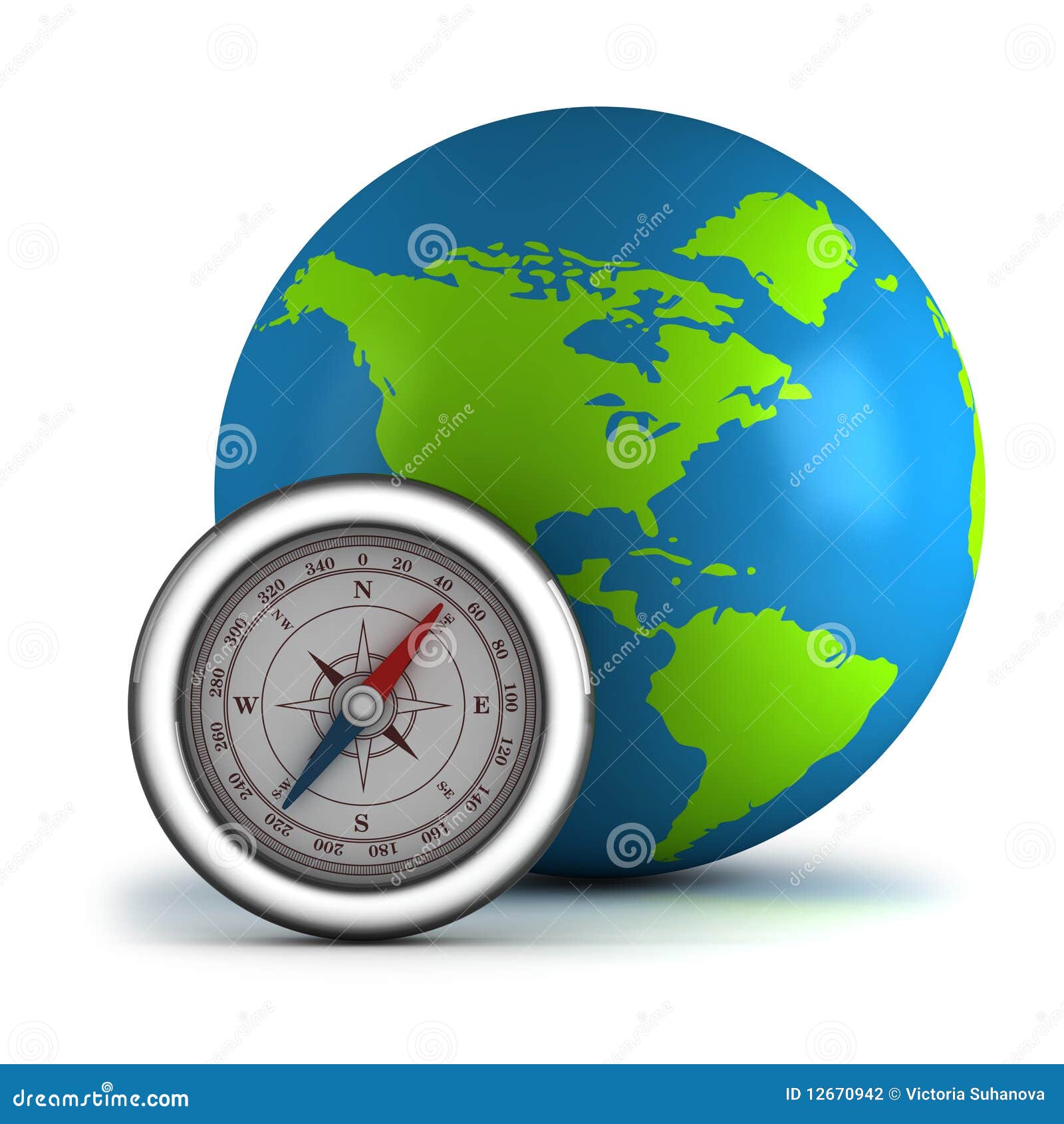 Globe with compass stock illustration. Illustration of meridian - 12670942