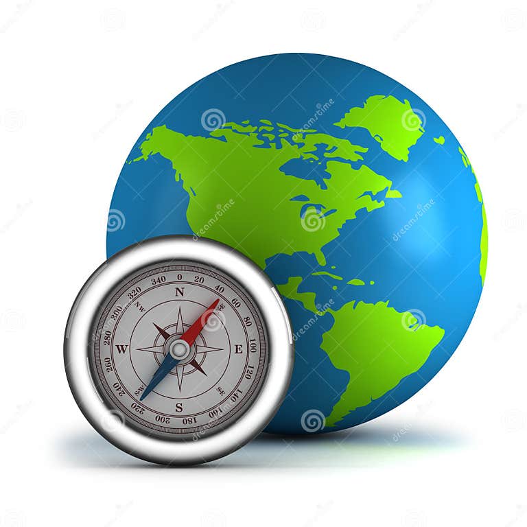 Globe with compass stock illustration. Illustration of meridian - 12670942