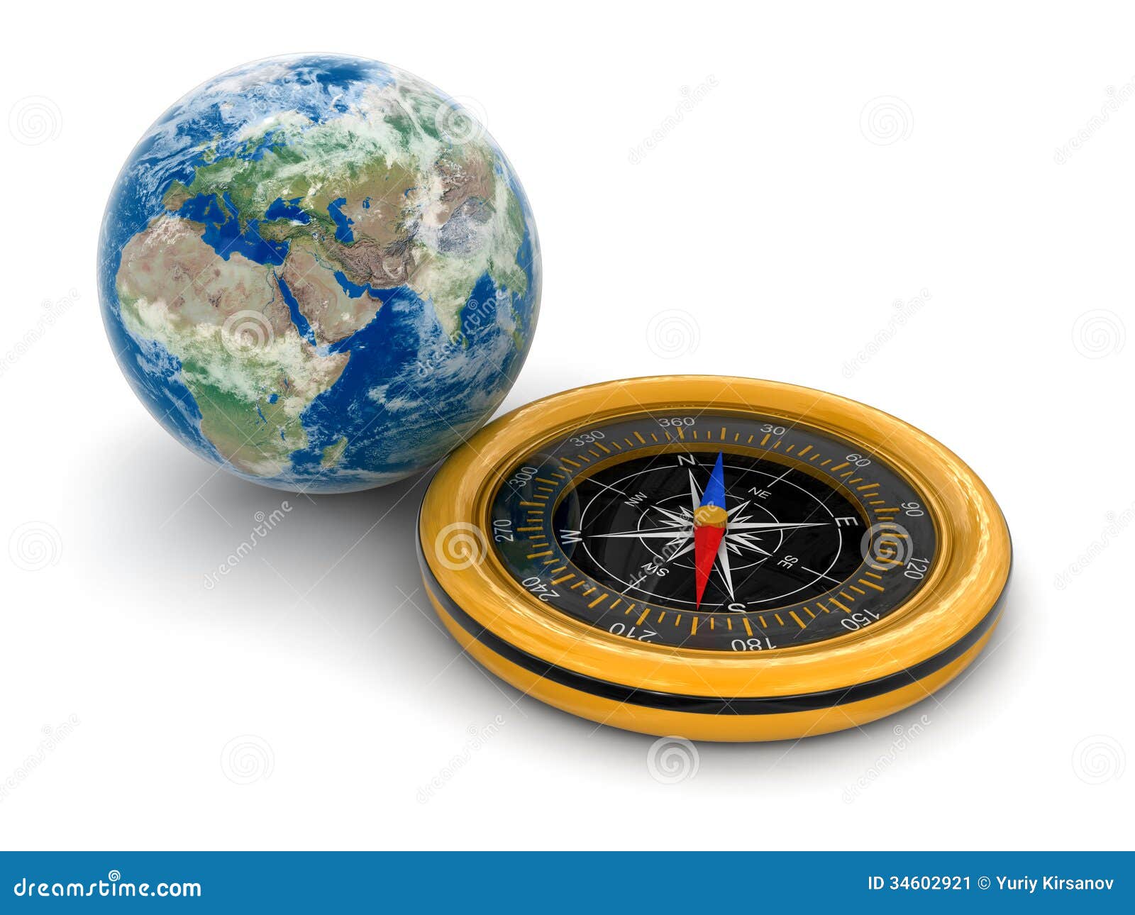 Globe and Compass (clipping Path Included) Stock Illustration ...