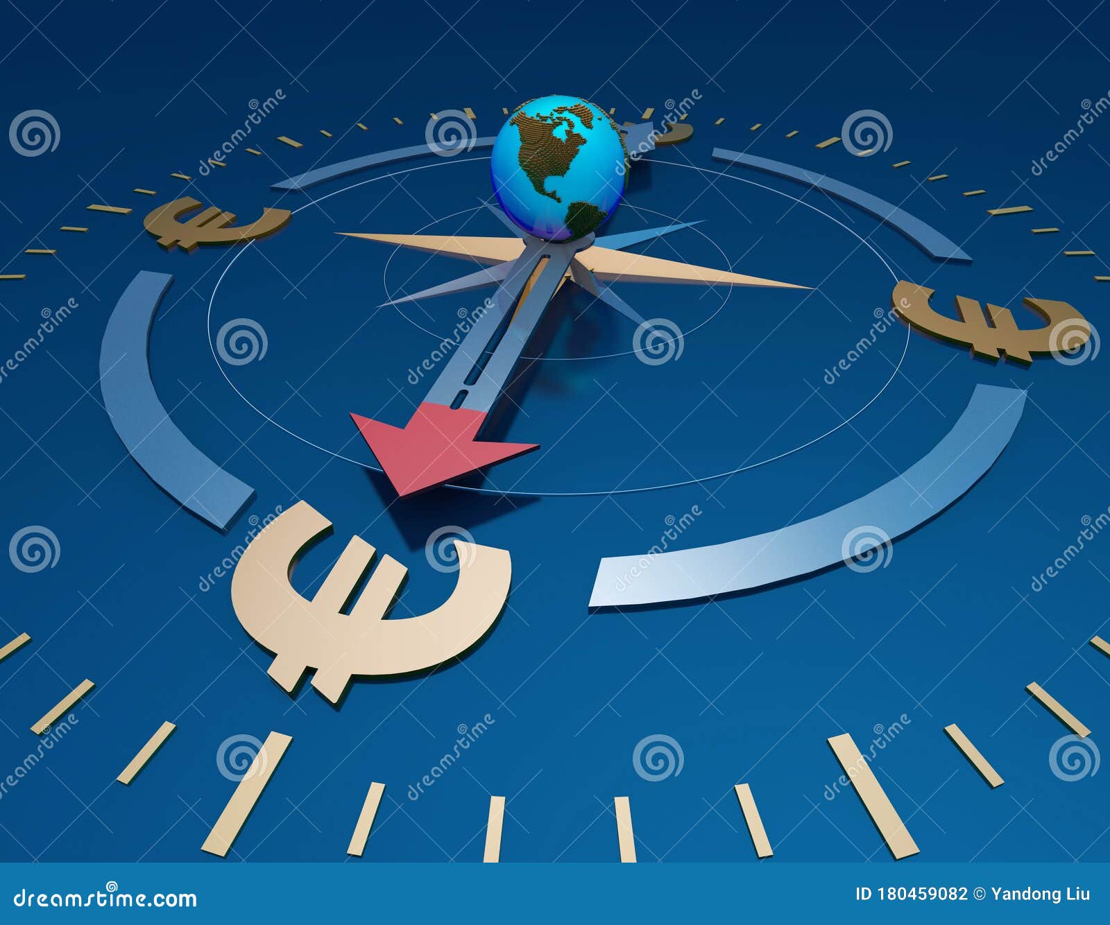 Globe and Compass Euro Currency Symbol, Global Economic Development and ...