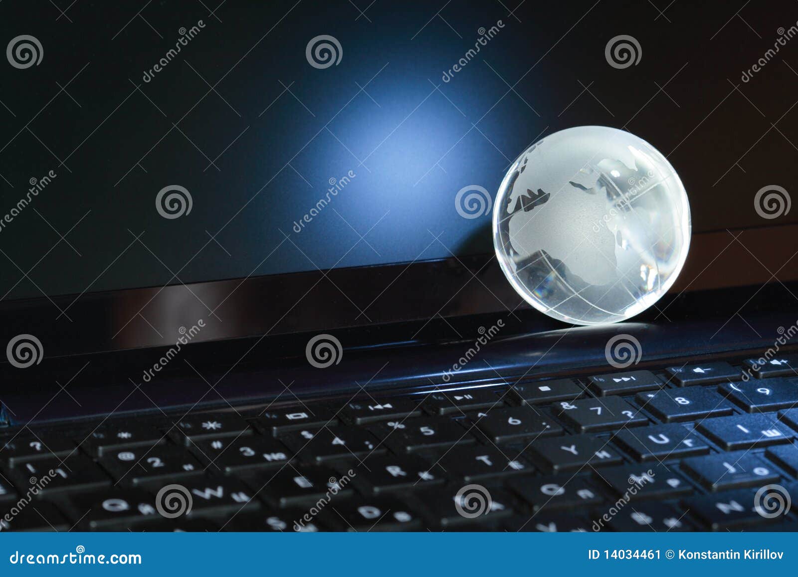 Globe on Computer stock image. Image of computer, black - 14034461