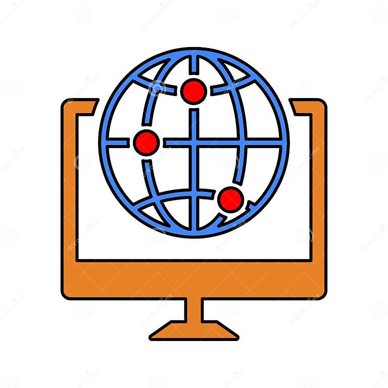 Globe Computer Logo Icon stock illustration. Illustration of symbol ...