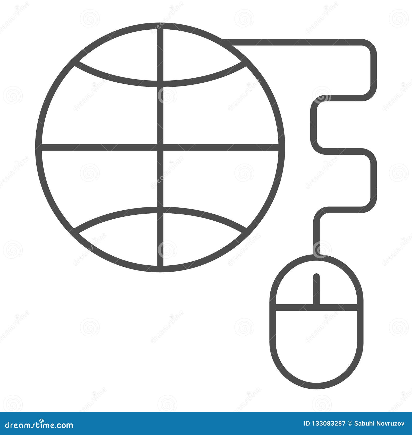 Globe with Computer Mouse Thin Line Icon. Planet and Mouse Vector ...