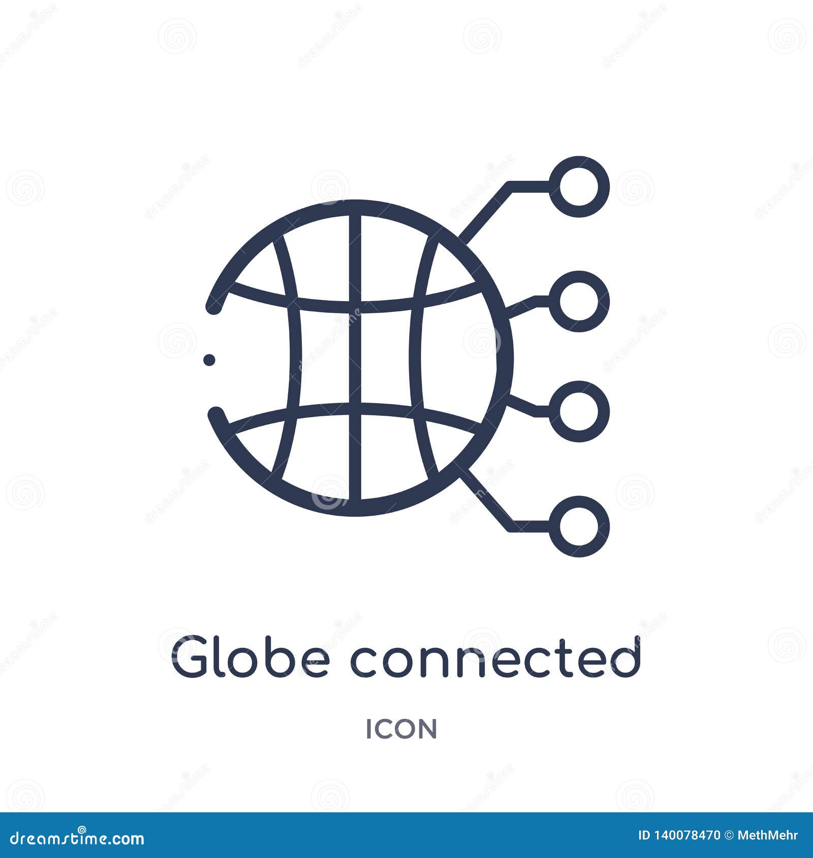 Globe Connected Circuit Icon Vector Sign And Symbol Isolated On White ...