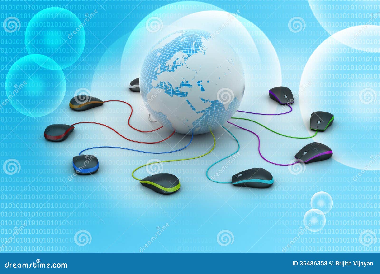Globe Connecting with Computer Mouse Stock Illustration - Illustration ...