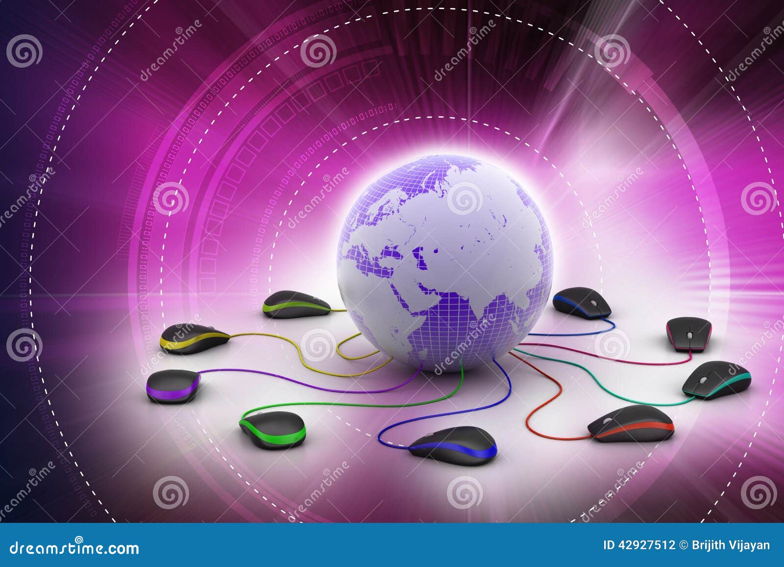 Globe Connecting with Computer Mouse Stock Illustration - Illustration ...