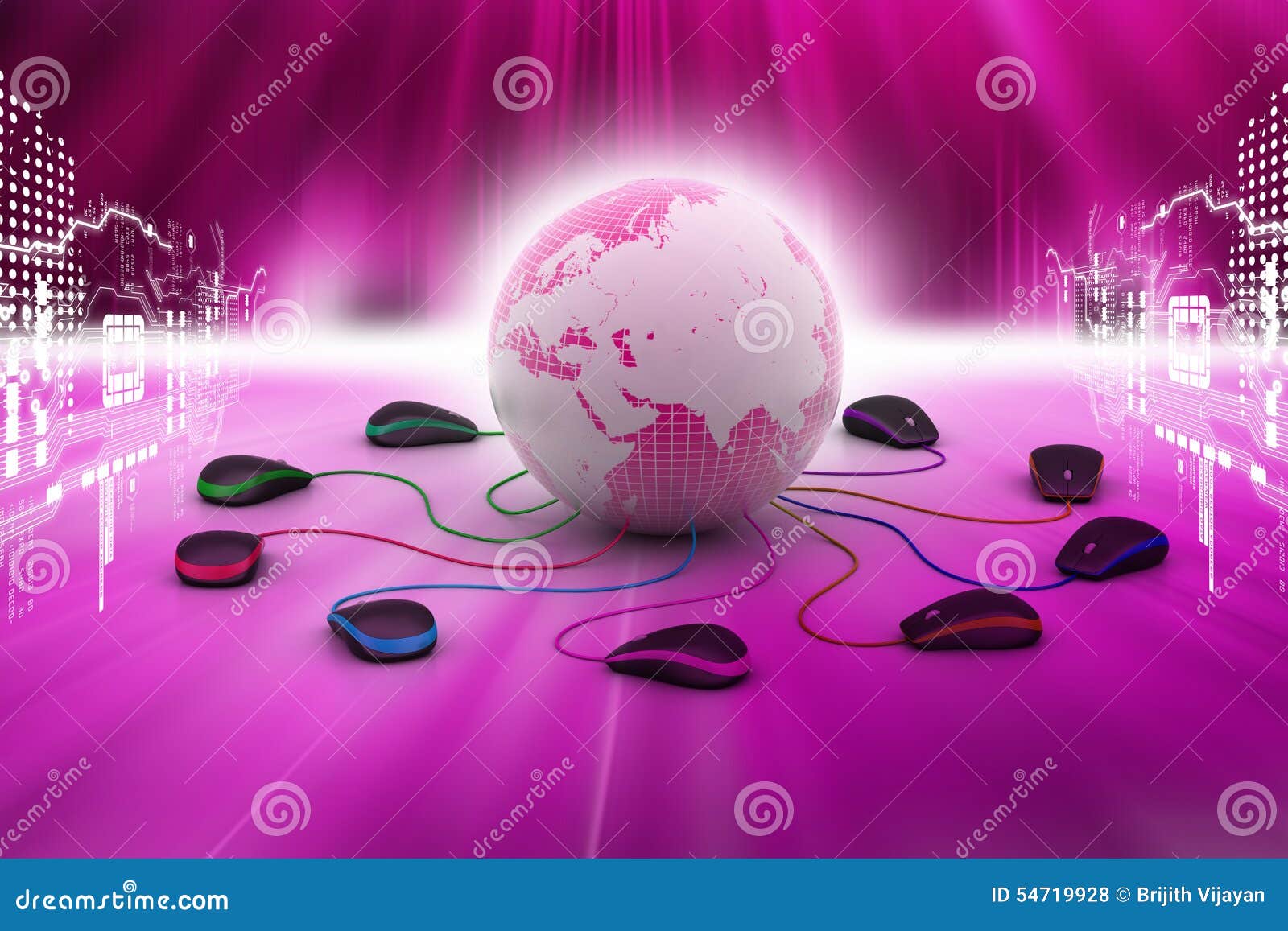 Globe Connecting With Computer Mouse Stock Image | CartoonDealer.com ...