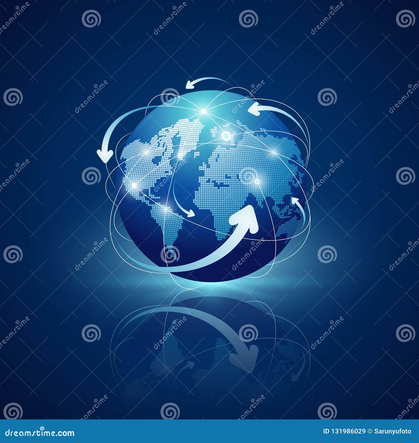 Globe Connections Network Design on Blue Background Stock Vector ...