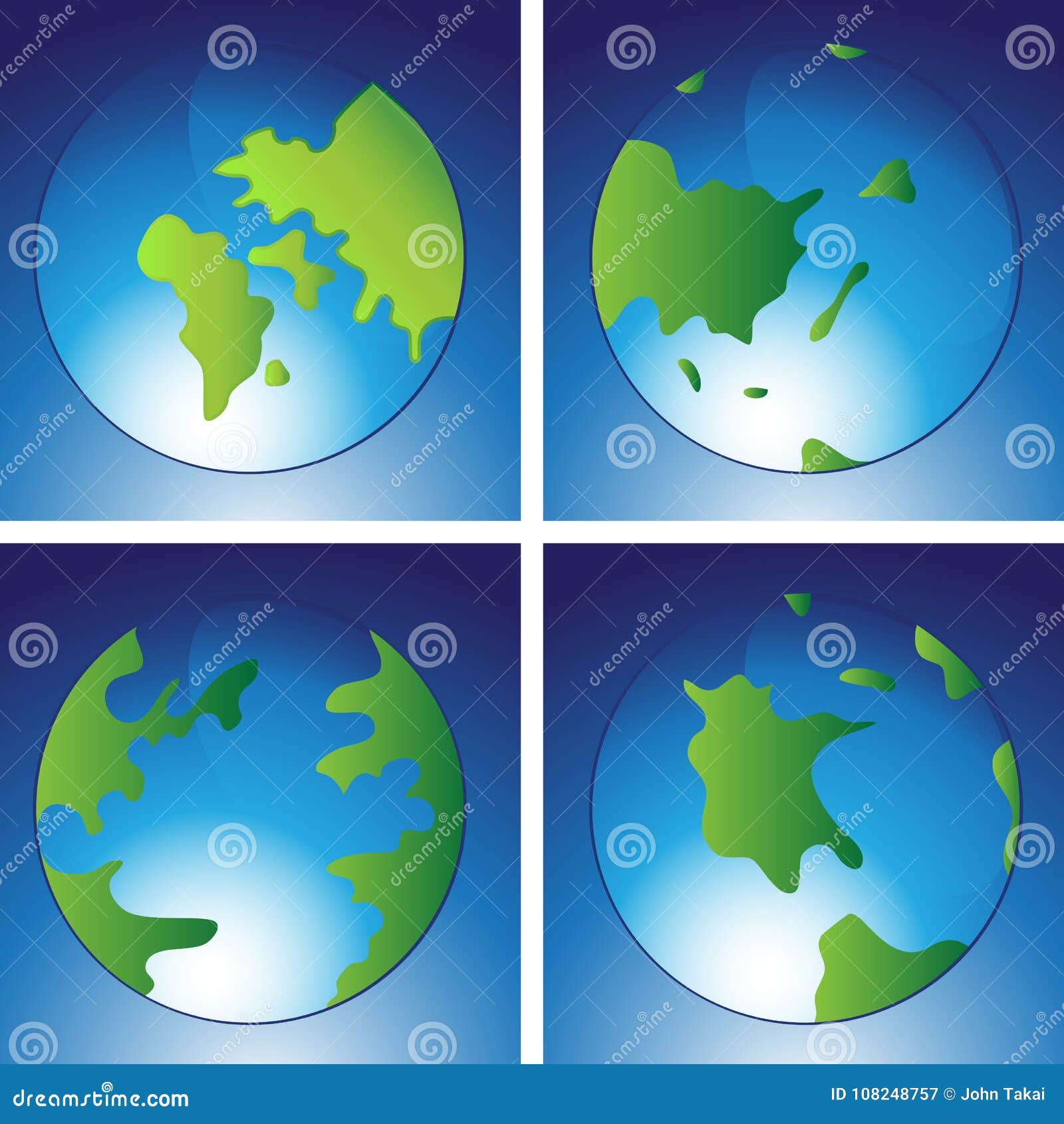 Globe Continents Earth Icon Set Stock Vector - Illustration of planet ...