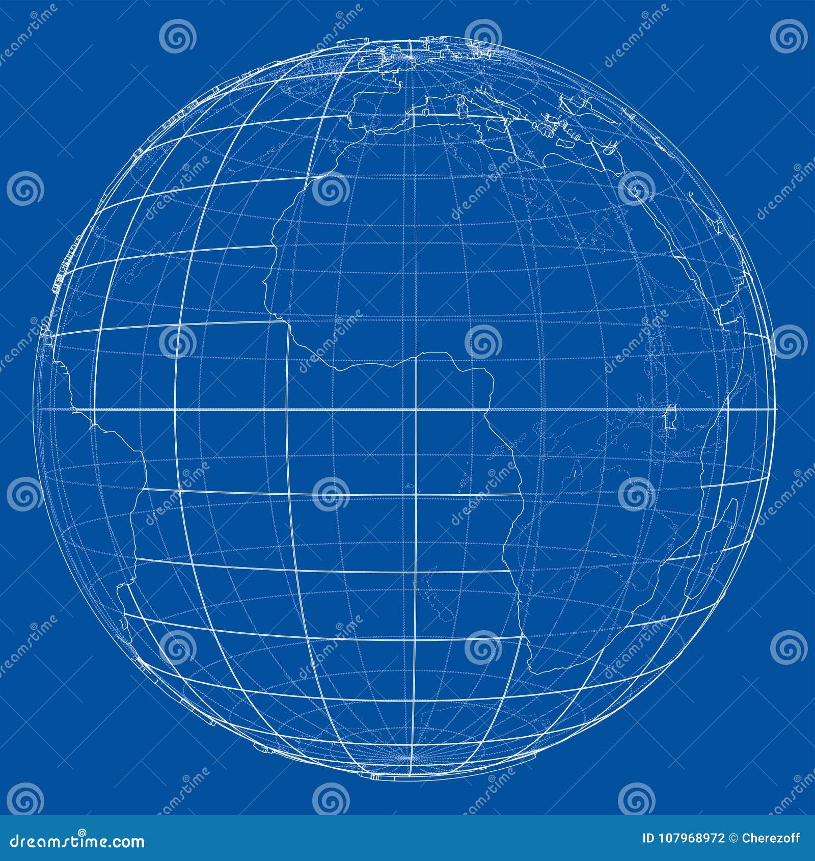 Globe Contour. Vector Rendering of 3d Stock Vector - Illustration of ...
