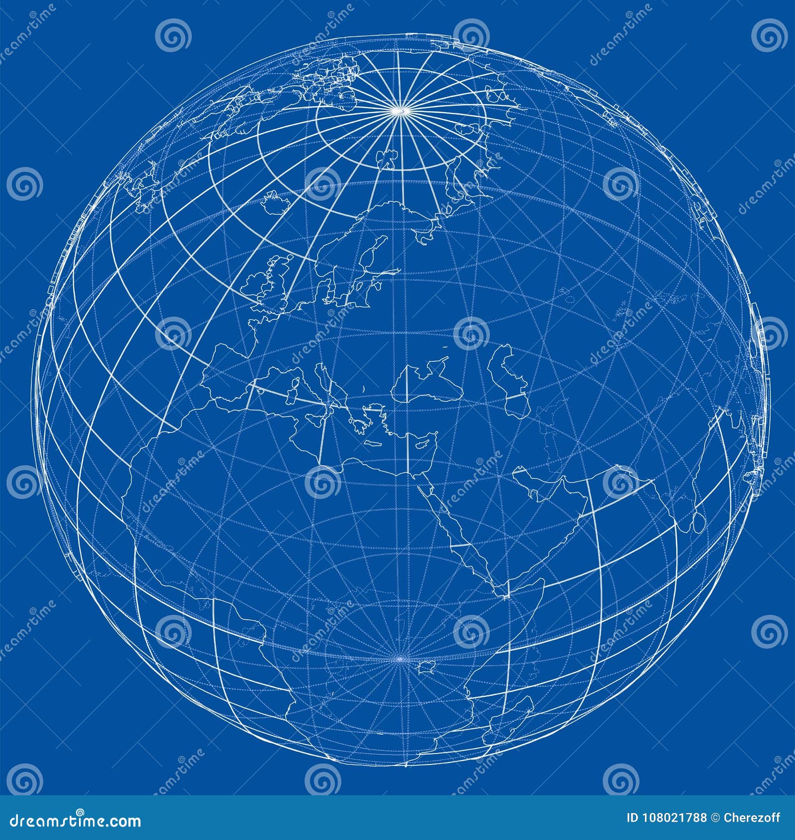 Globe Contour. Vector Rendering of 3d Stock Vector - Illustration of ...