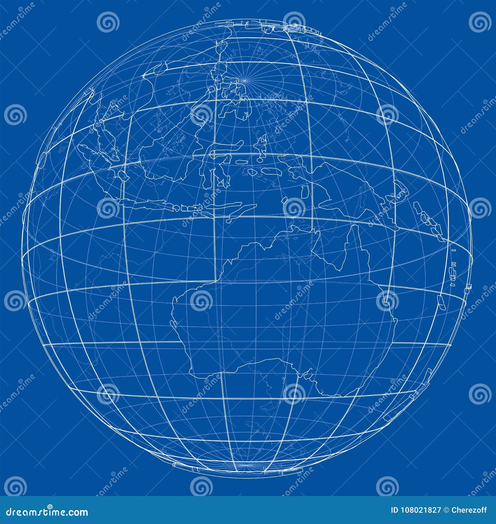 Globe Contour. Vector Rendering of 3d Stock Vector - Illustration of ...
