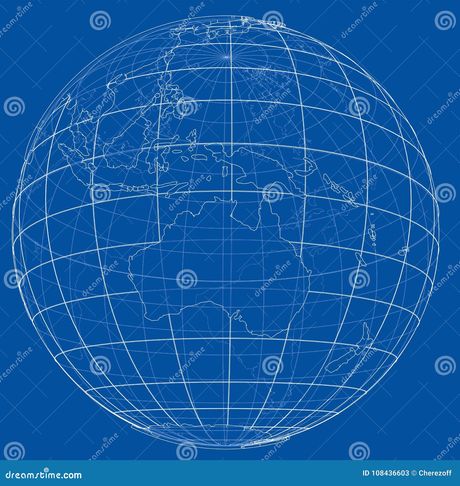 Globe Contour. Vector Rendering of 3d Stock Vector - Illustration of ...