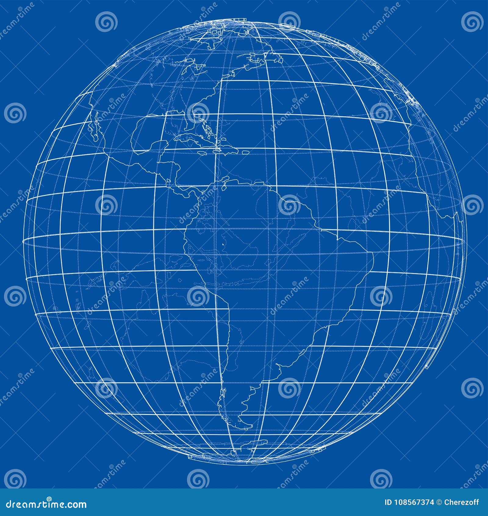 Globe Contour. Vector Rendering of 3d Stock Vector - Illustration of ...