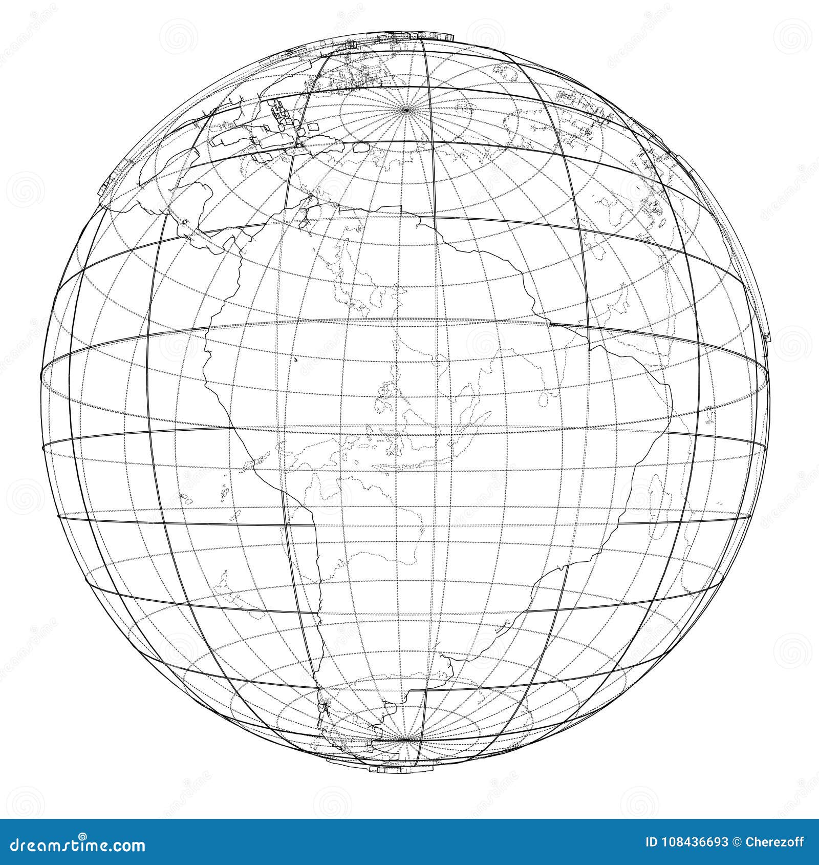 Globe Contour. Vector Rendering of 3d Stock Vector - Illustration of ...